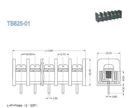 2 Pin - 32 Pin Barrier Type Terminal Block / PCB Wire Terminals UL CE
