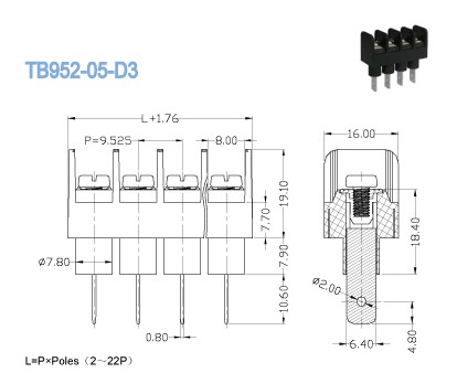 Right Angle Barrier Terminal Block Connector , Electrical Terminal Blocks