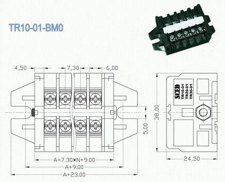 7.30mm High Current Terminal Block , 600V 10A Barrier Power Terminal Blocks