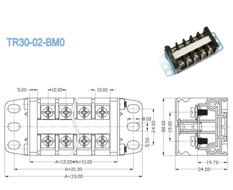 600V 30A Black PCB High Current Terminal Block For Server Site