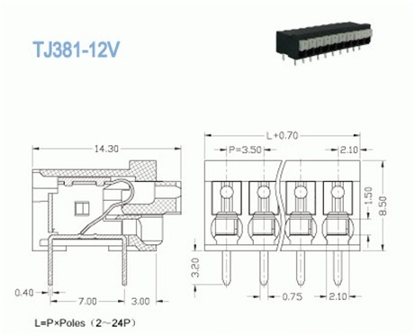 3.50mm Electrical Screwless Terminal Block , 300V 10A Spring Clamp ...