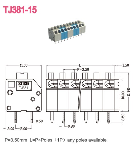 3.50mm Screwless Pcb Spring Terminal Block For Electric Power ...