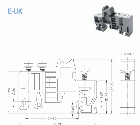 Right Angle Wiring Terminal Blocks Din Rail / High Temperature Terminal ...