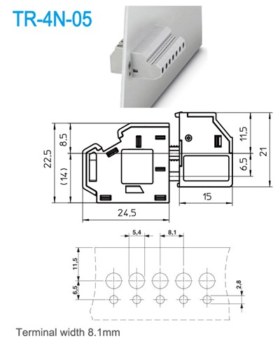 30A 300V Through Panel PCB Terminal Block Connector 8.1mm For Industry ...