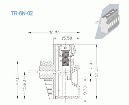 50A PCB Through Panel Terminal Blocks 10.0mm Pitch For Frequency Converters