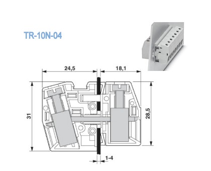 Rail Through Panel Terminal Blocks Screwless Right Angle Wire Inlet