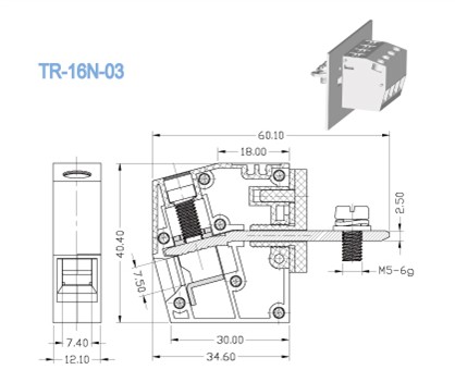 PCB Through Panel Terminal Blocks High Voltage / Wiring Block Connectors