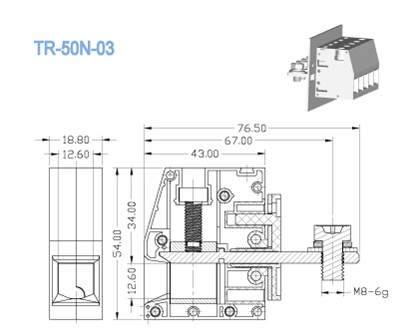 Feed Through Panel Terminal Blocks Bulkhead Connectors Pitch 18.8mm