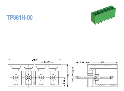 300V 8A 3.81mm Pluggable Terminal Block , 2P-22P Male Sockets Plug-in ...