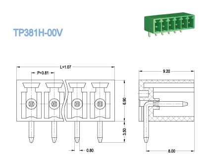 Pitch 3.81mm pin header PCB Pluggable Terminal Block