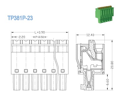 Pitch 3.50mm 300V 8A Pluggable PCB Terminal Block for Electric Power ...