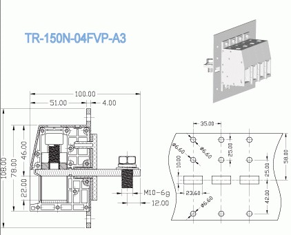 High Current Feed Through Panel Mount Terminal Blocks / PCB Wire Terminals