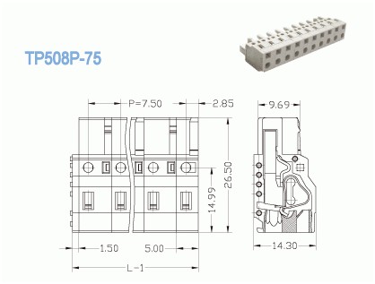Single Level Female Pluggable Terminal Block Connector 7.5mm Pitch ...