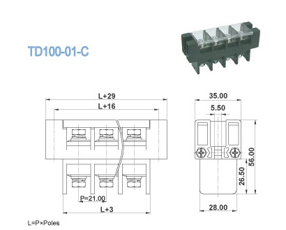 Double Decks Panel Feed Through Terminal Block For Electric Power