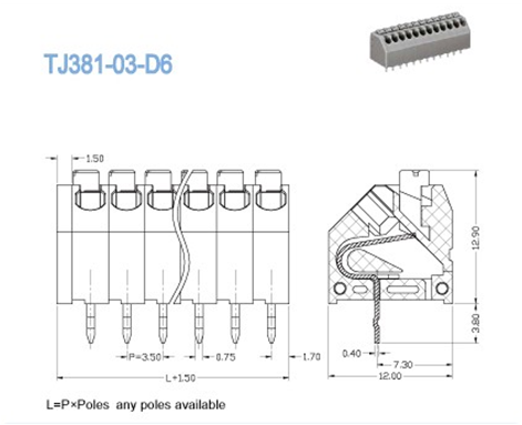 300V PCB Spring Terminal Block