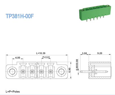 Right Angle Pluggable Terminal Block Header Male Sockets With 300V 8A
