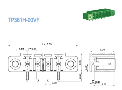 Communication Pluggable Terminal Block Vertical Inlet Pitch 3.81mm 300V ...