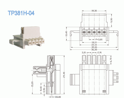 300V 10A Header Male Sockets / Pitch 3.81mm , 5P Sockets Plug-in ...