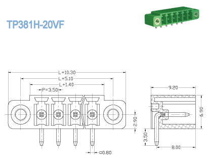 2P-20P, Header, Male Sockets, Pitch 3.50mm, 300V 8A, Socket, Pluggable ...