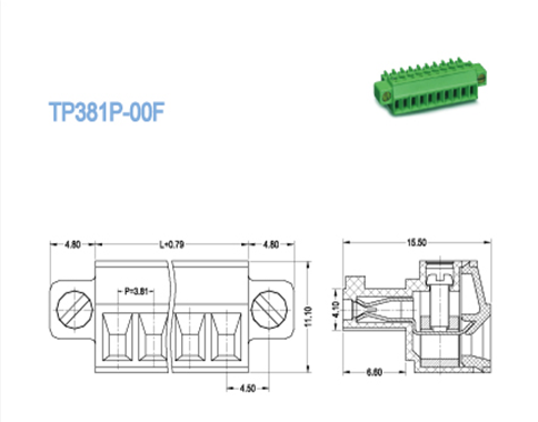 Pluggable Terminal Block Plug Female Sockets Pitch 3.81mm 300V 8A 2P ...