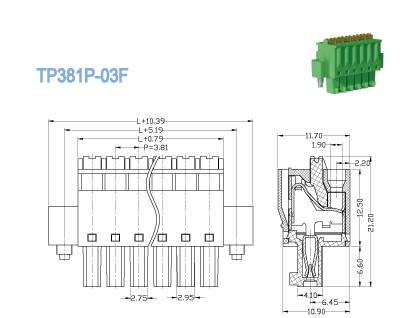Plug Plug - in Terminal Block Female Sockets Pitch 3.81mm 300V 8A 2P ...