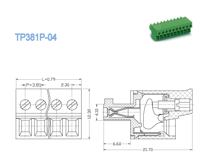 Pitch 3.81mm Plug Female Sockets Plug - in Terminal Block 300V 8A 2P - 22P