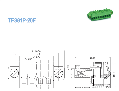 Plug - in Terminal Block Pitch 3.50mm 300V 8A Plug Female Socket 2P ...