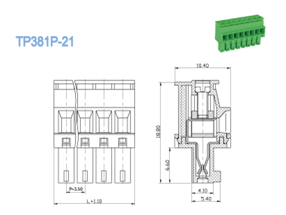 Plug - in Terminal Block 2P - 22P Plug Female Sockets Pitch 3.50mm 300V 8A