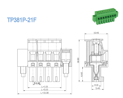 Plug - in Terminal Block Plug Female Sockets Pitch 3.50mm 2P - 20P 300V 8A