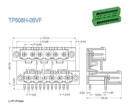 Plug - in Terminal Block Pitch 5.08mm 300V 18A 2 x 2P - 22 x 2P ...