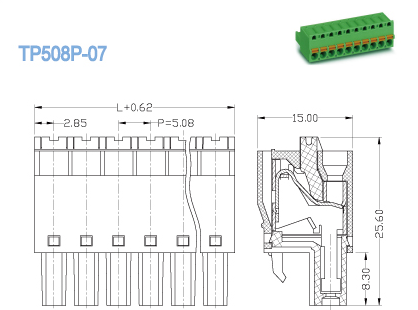 Plug Female Block Plug - in Terminal Block Pitch 5.08mm 300V 18A 2P ...
