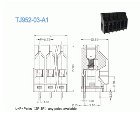 Connectron PCB Terminal block 600V 30A , pcb mount screw terminals