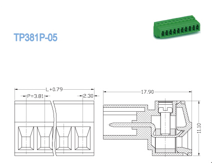 Male Sockets Plug In Terminal Block Pitch 3.81mm 300V 8A 2P - 22P