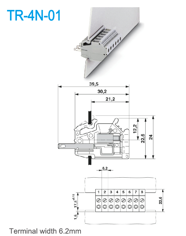 Through Panel Mount Terminal Blocks Vertical Wire Inlet Feed Through