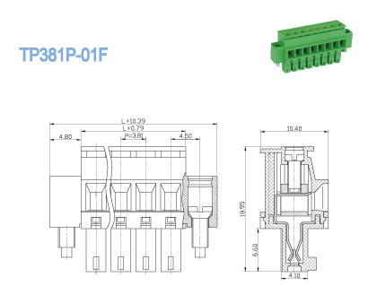 Pluggable Electrical Terminal Blocks Pitch 3.81mm 300v Flange Single Screw