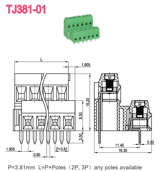 Pitch 3.8mm PCB Terminal Blocks, Double Level Clamp Euro Screw Terminal ...