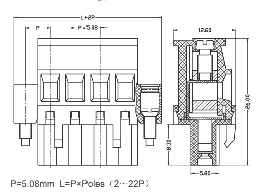Nickel Plated Electric Terminal Block Female Parts PA66 Brass Clamp Cage