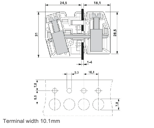 10.1mm Bulkhead Screw Connectors Through Panel Terminal Blocks UL94 V0 ...