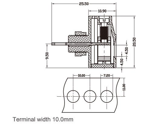 Single Deck Through Panel Terminal Blocks Pitch 6.2mm 2P-24P Bulkhead ...