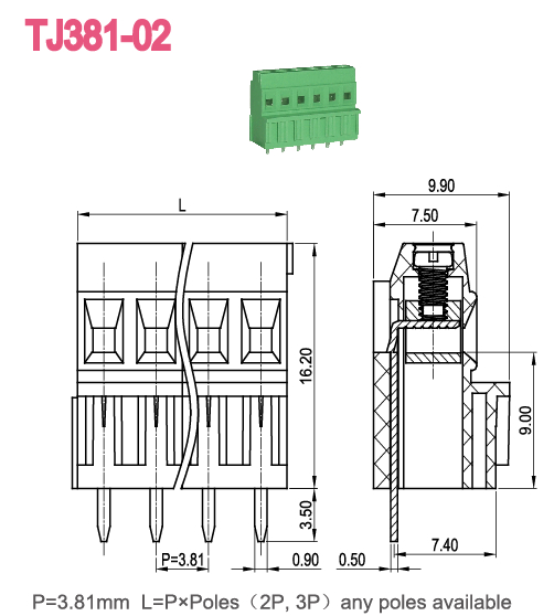 Hot sale Plastic Strips PCB Screw Terminal Block Right Angle Wire ...