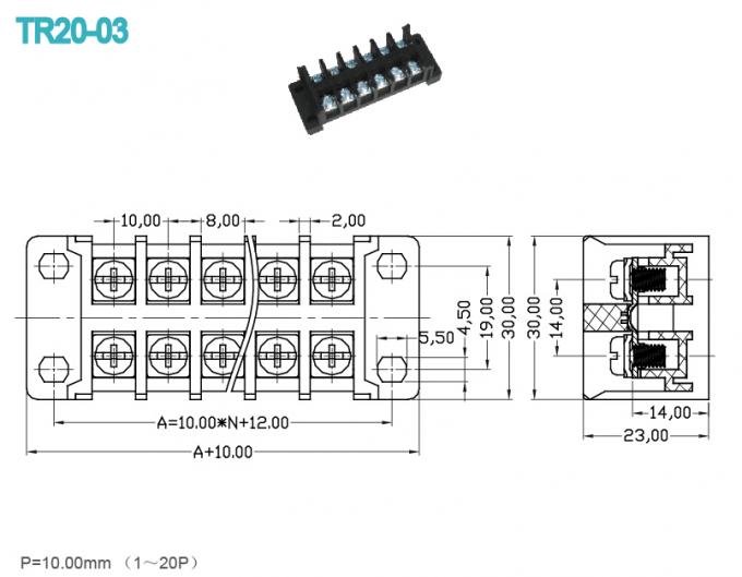 10mm Electrical Terminal Block Connectors 300v 20A Barrier Screw Clamp ...