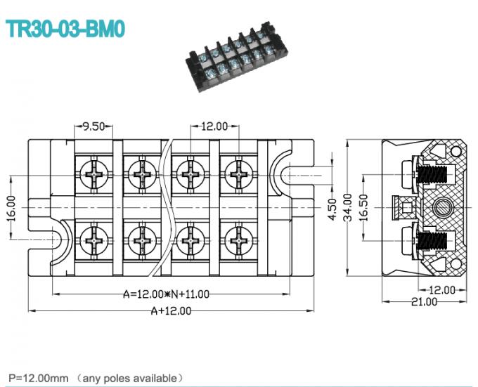Double Row Screw Panel Mount Terminal Block PCB Terminal Connector With ...
