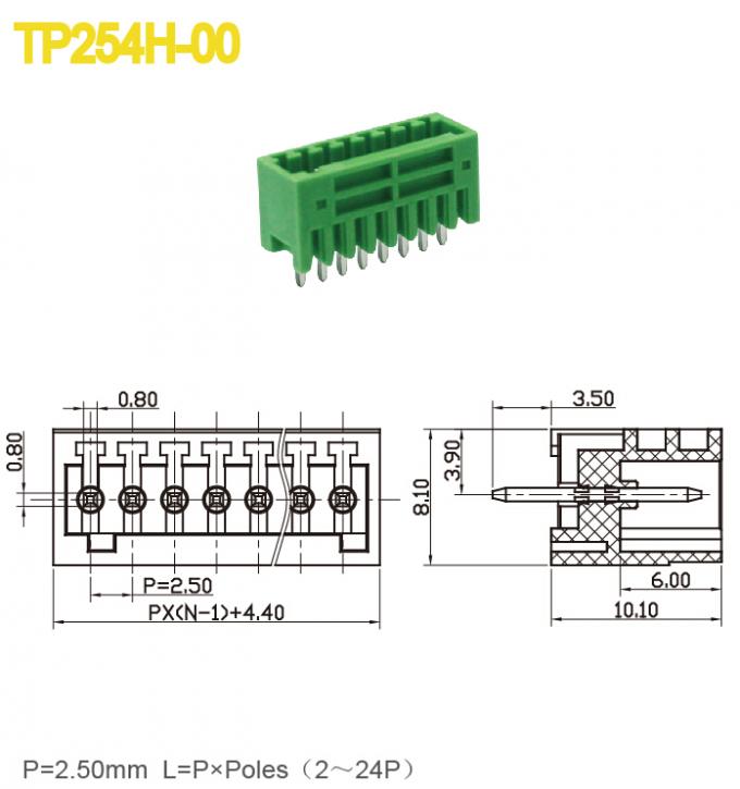 150V 4A 2.50mm Male Spring Terminal Blocks Pcb Connector 150V 4A 2.50mm