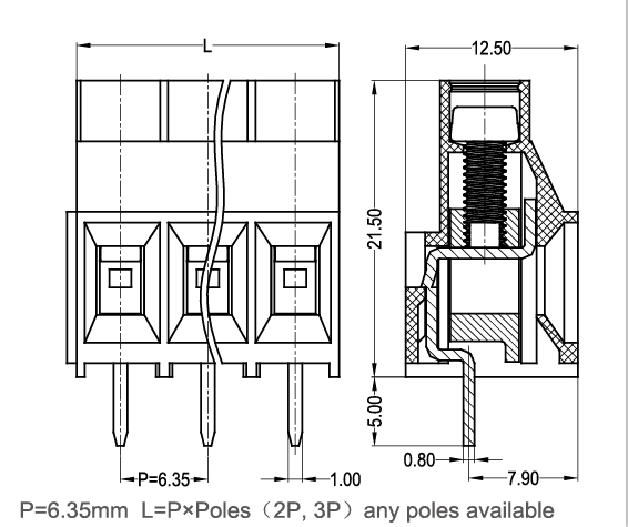 Pluggable 6.35mm PCB Terminal Blocks 300A Euro Type Raising Series
