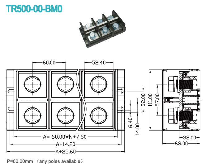 600V 500A High Current Terminal Block Heavy Voltage Electric Terminal ...