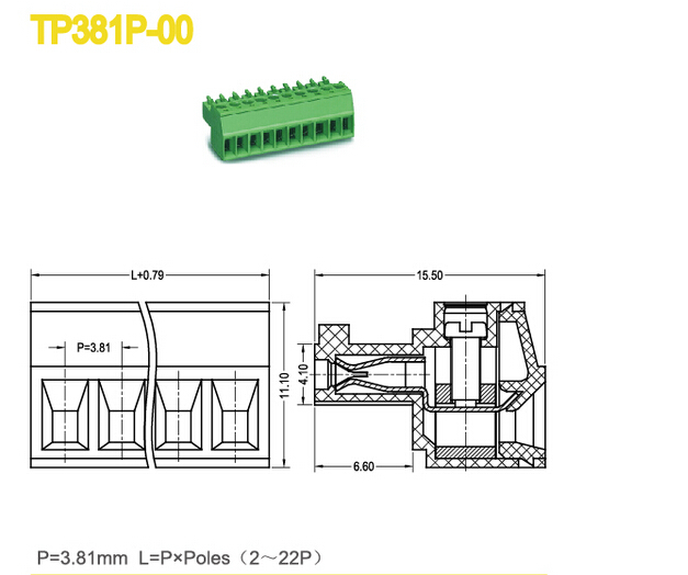Female Type PCB Plug In Terminal Block 3.81mm 5.08mm Pluggable Green ...