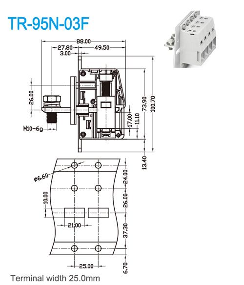 Bulkhead Connectors 600v Through Panel Terminal Blocks Connector 230A ...