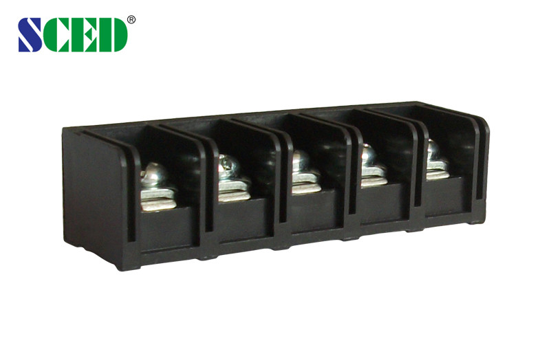 11mm Pitch Black 20A Barrier Terminal Blocks With 2-12 Poles Brass PBT
