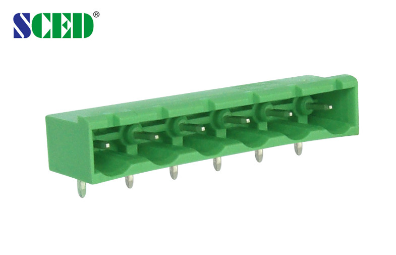 Green Color Male Pluggable Terminal Block With Right Angle 7.62mm 300V 18A