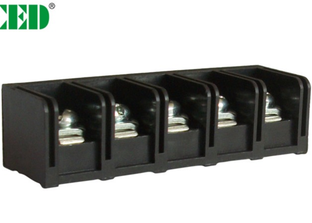Black 20A Barrier Power Terminal Blocks With 2-12 Poles Brass PBT 11mm Pitch
